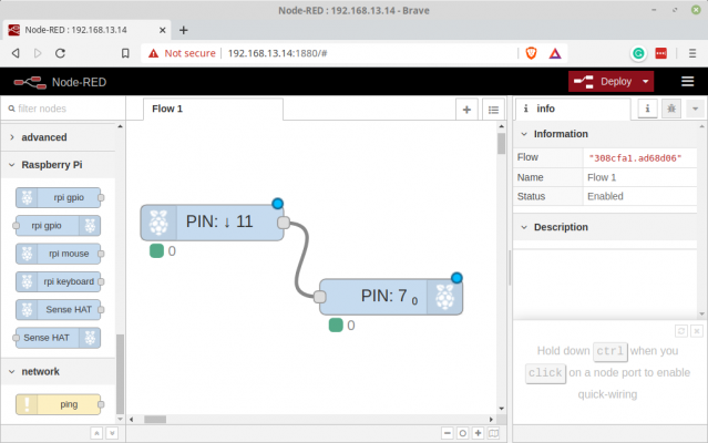 Raspberry Pi – NodeRED Button – mathcodeprint