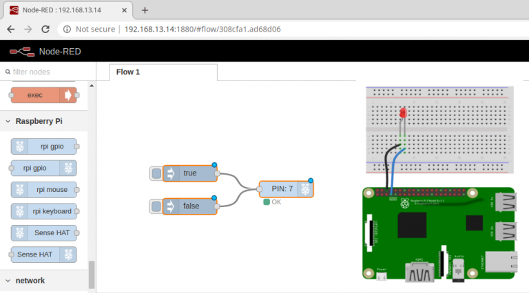 Raspberry Pi – NodeRed LED Blink – mathcodeprint